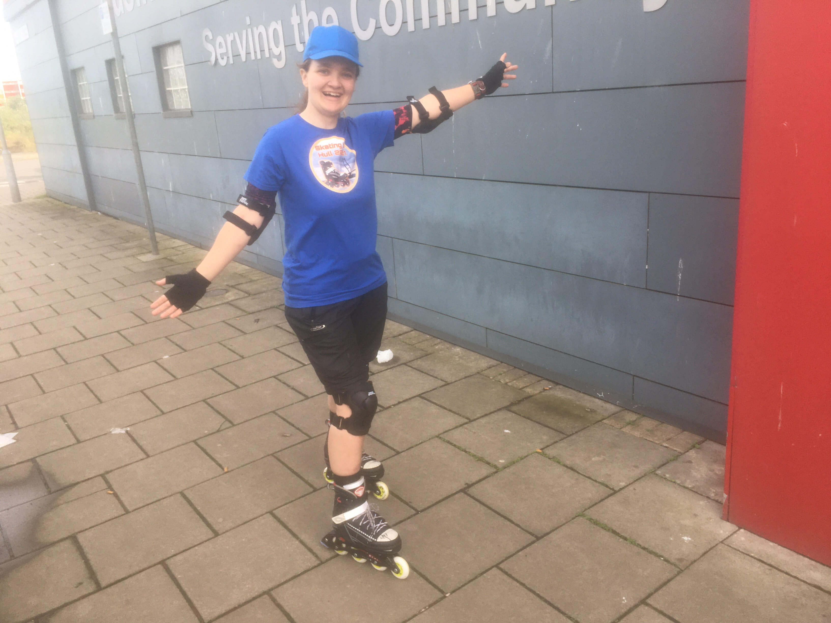 Caz White, who is skating from Grimsby to Hull for CatZero. Image ...